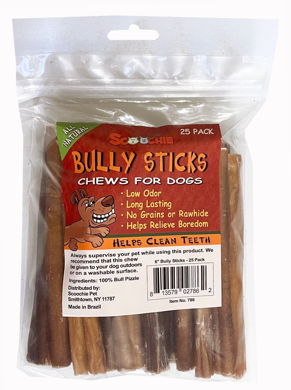 25 Pack 6 Inch Bully Stick in Zip Lock Bag