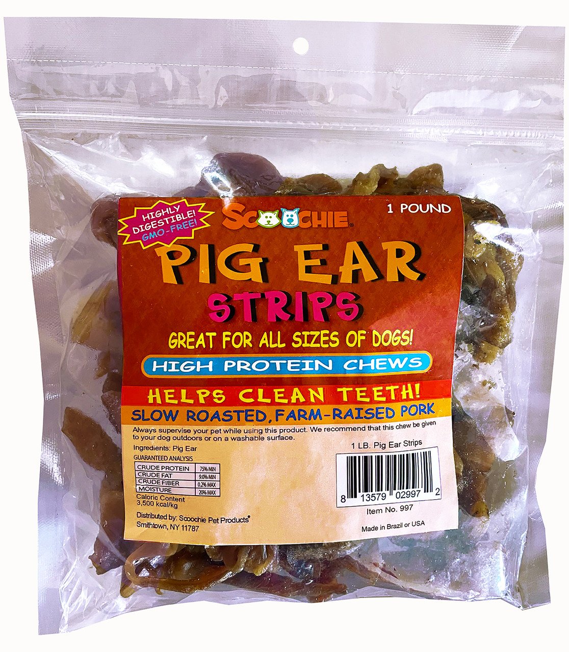 Pig Ear Strips 1 lb. Zip Lock Bag